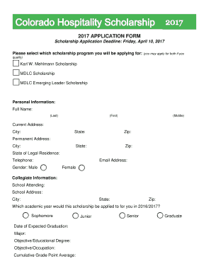 Fillable Online Colorado Hospitality Scholarship Program Fax Email ...
