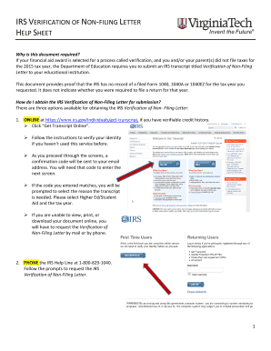 Fillable Online IRS VERIFICATION OF NON FILING LETTER Fax Email Print ...