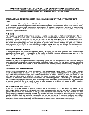 Fillable Online WASHINGTON HIV ANTIBODY/ANTIGEN CONSENT AND TESTING ...