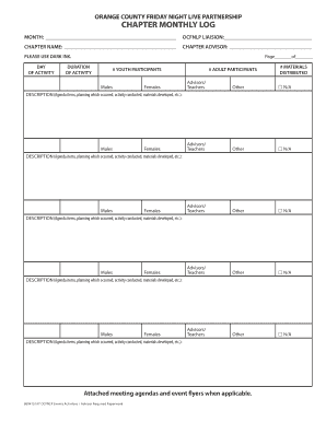 Fillable Online CHAPTER MONTHLY LOG Fax Email Print - pdfFiller