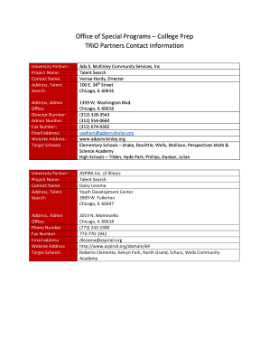 Fillable Online osp-cp uchicago 2016 TRiO Partners Contact Information ...