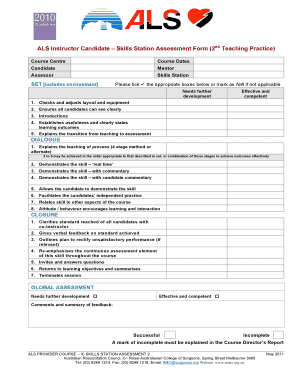 Fillable Online resus org ALS Instructor Candidate Skills Station ...