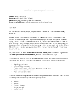 Fillable Online Standard Project Proposal (Sample) Fax Email Print ...