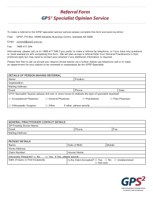 Fillable Online Referral Form - GPS2 Fax Email Print - pdfFiller