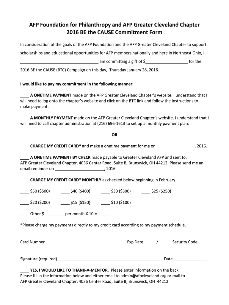 Fillable Online AFP Foundation for Philanthropy and AFP Greater ...