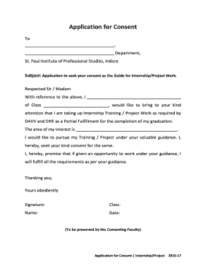 Fillable Online Application for Consent 2016-17. Fax Email Print ...