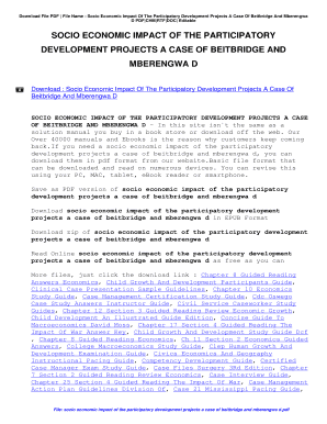Fillable Online Socio Economic Impact Of The Participatory Development ...