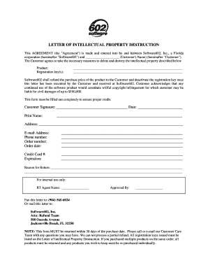 Fillable Online Letter of Intellectual Property Destruction. Letter of ...