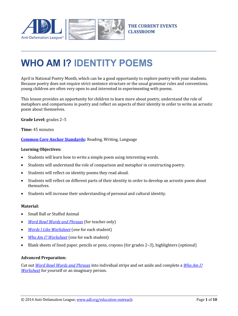 Fillable Online IDENTITY POEMS Fax Email Print - pdfFiller