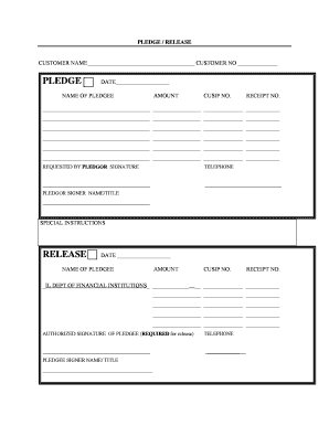Fillable Online Pledge Release Form Fax Email Print - pdfFiller