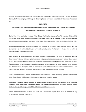 Fillable Online Notice Inviting Bids- Football Office Complex Fax Email ...