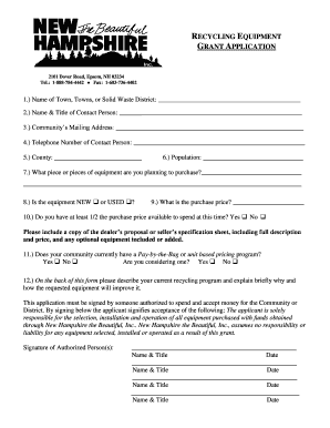 Fillable Online RECYCLING EQUIPMENT Fax Email Print - pdfFiller