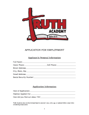 Fillable Online TA - APPLICATION FOR EMPLOYMENT - FINAL11.doc Fax Email ...