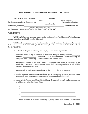 Fillable Online Revised Domiciliary Care Agreement Forms - aging.pa.gov ...