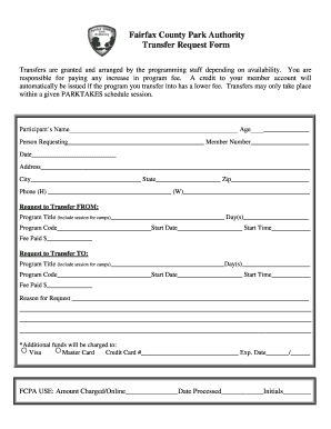 Fillable Online Transfer Request Form. Transfer Request Form Fax Email ...