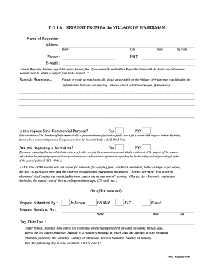 Fillable Online FOIA RequestForm - Village of Waterman Fax Email Print ...