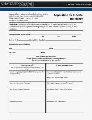 Fillable Online In State Residency. In State Residency Fax Email Print - pdfFiller