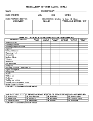 Fillable Online medication effects rating scale - Associated Therapists ...