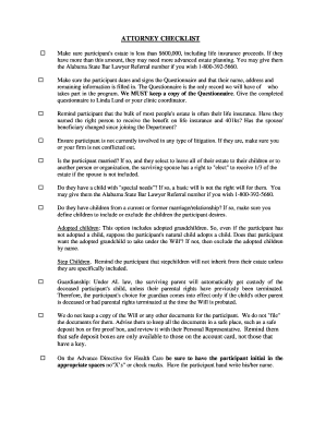 Fillable Online ATTORNEY CHECKLIST Fax Email Print - pdfFiller