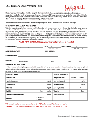 Fillable Online OSU Primary Care Provider Form Fax Email Print - pdfFiller