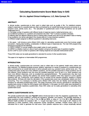 Fillable Online Calculating Questionnaire Score Made Easy in SAS Fax ...