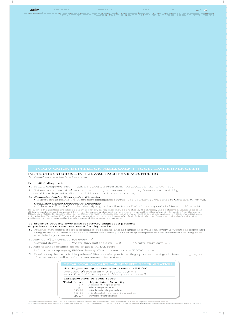 Fillable Online The names PRIME-MD and PRIME MD TODAY are registered ...