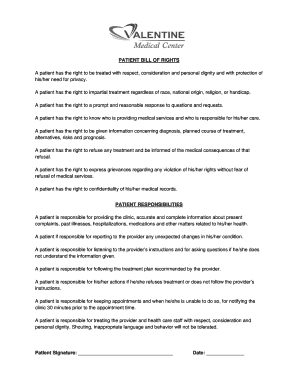 Fillable Online A patient has the right to be treated with respect ...