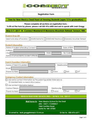 Fillable Online Connect Brochure and Registration Packet - New Mexico School for ... Fax Email ...