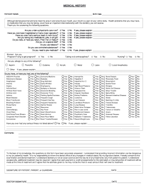 Fillable Online Medical History Form - Dental Depot DFW Fax Email Print - pdfFiller