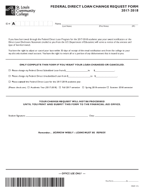 Fillable Online federal direct loan change request form 2017-2018 Fax ...