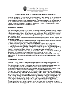 Fillable Online Timothy D Lucey, DO, PLLC Patient Portal Policy and ...