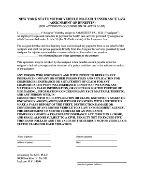 Fillable Online NEW YORK STATE MOTOR VEHICLE NO-FAULT INSURANCE ... Fax ...