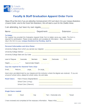 Fillable Online stlcc Graduation Apparel Order Form.docx Fax Email Print - pdfFiller