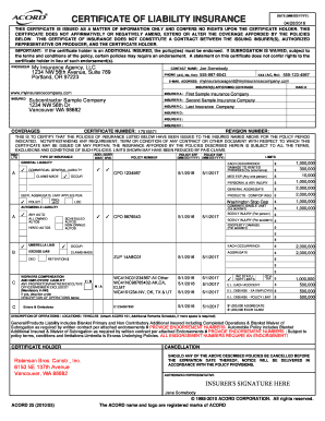 Fillable Online IMPORTANT: If the certificate holder is an ADDITIONAL ...