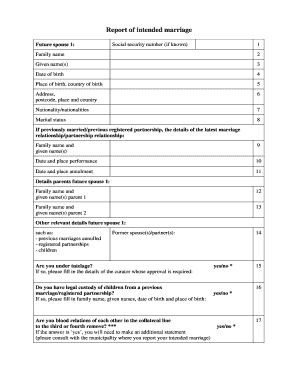 Fillable Online Report of intended marriage Fax Email Print - pdfFiller