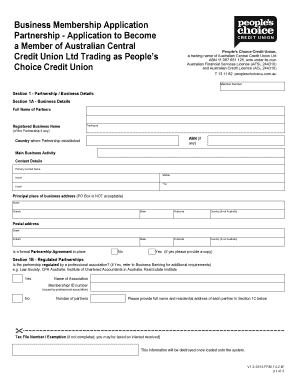 Fillable Online BUSINESS MEMBERSHIP APPLICATION PARTNERSHIP ...