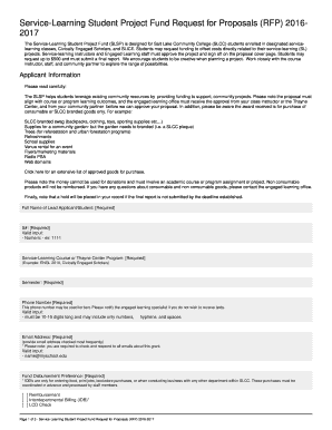 Fillable Online Service-Learning Student Project Fund Request for ...