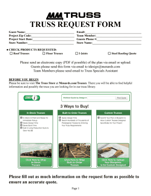 Fillable Online TRUSS REQUEST FORM Fax Email Print - pdfFiller