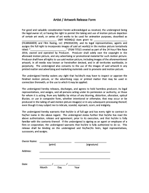 Fillable Online Artwork Release Form - Squarespace Fax Email Print ...