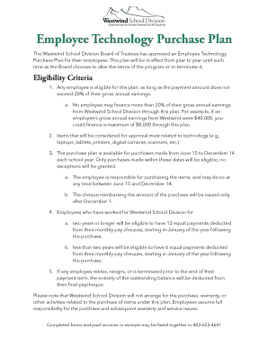 Fillable Online Employee Technology Purchase Plan Form Fax Email Print ...