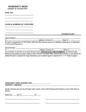 Fillable Online warranty deed tenacy by entirety - Moultrie County ...