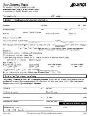 Fillable Online Enrollment form for group term life and/or disability coverage Fax Email Print ...