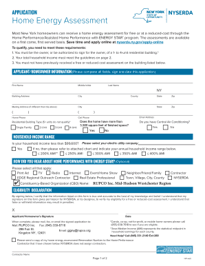 Fillable Online Home Energy Assessment - Save Energy Hudson Valley Fax ...