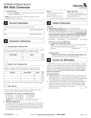 Fillable Online IRA Roth Conversion - T. Rowe Price Fax Email Print ...