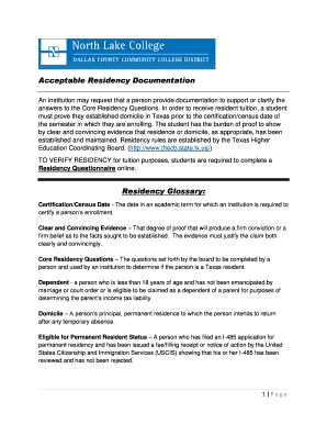 Fillable Online Acceptable Residency Documentation Fax Email Print - pdfFiller