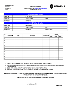 Fillable Online Motorola A006 Repair Return Form.doc Fax Email Print ...