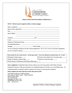 Fillable Online APPLICATION FOR NEWS MEDIA CREDENTIALS Fax Email Print ...