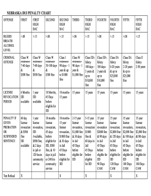 Fillable Online NEBRASKA DUI PENALTY CHART Fax Email Print - pdfFiller