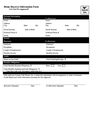 Fillable Online Home Buyer(s) Information Form Fax Email Print - pdfFiller