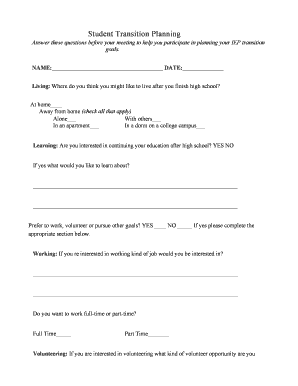 Fillable Online nhs natickps Transition Planning - Natick High School ...